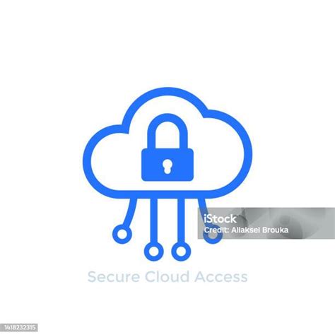 Akses Cloud Yang Aman Ikon Vektor Untuk Web Ilustrasi Stok Unduh