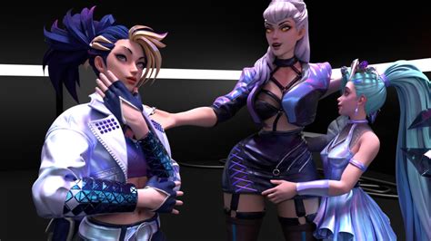 Rule 34 3d 3d Artwork 3girls Akali Blonde Hair Blue Hair Clothed Clothes Erevos Evelynn