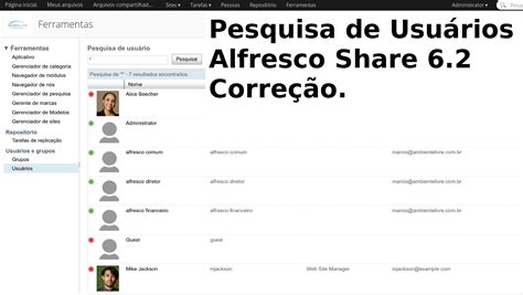 administração de usuários alfresco share 6 2 bug ambiente livre