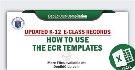 Updated K To 12 E Class Records How To Use The Ecr Templates