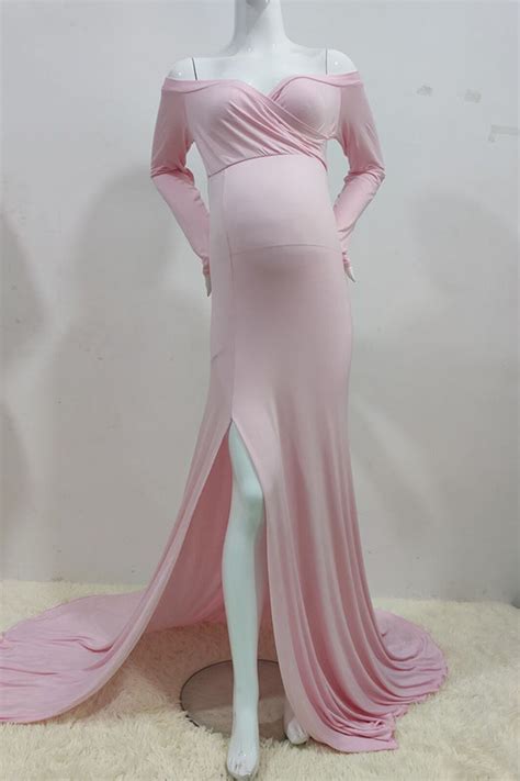 Sexy Off The Shoulder Thigh High Slit Photoshoot Gown Glamix Maternity