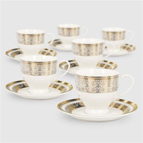 Набор чайный MACBETH BONE PORCELAIN "Золотые узоры", на 6 перс ...