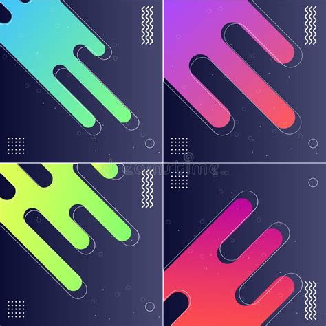Pack Of 4 Cool And Modern Abstract Gradient Shape Backgrounds Stock