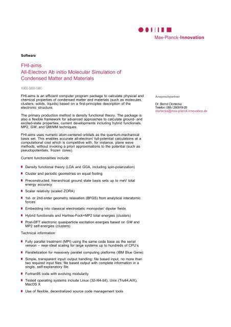 Fhi Aims All Electron Ab Initio Molecular Simulation Max Planck