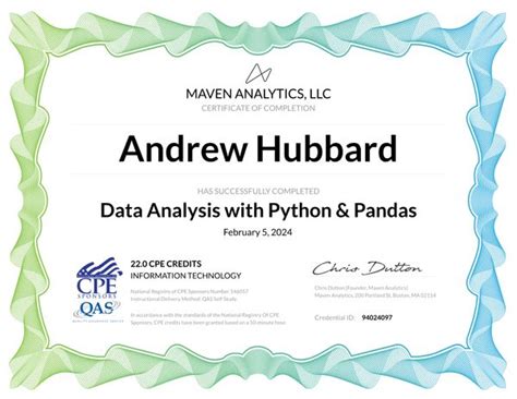 Completed Data Analysis With Python Course Andrew Hubbard Posted On The Topic Linkedin