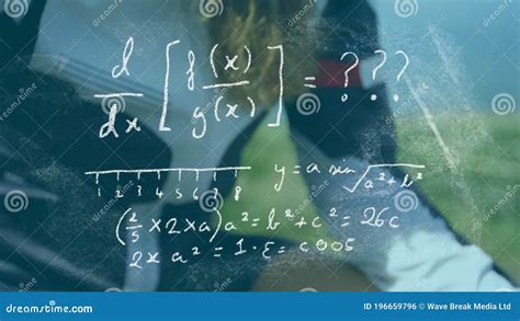 Mathematical Equations Against Woman Setting Speedometer On Her Cycle