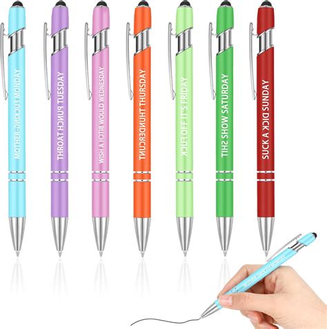 7 Pcs Funny Pens Swear Word Daily Pen Set Metal Ballpoint