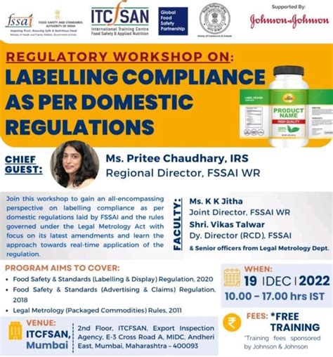 Free Regulatory Workshop On Labelling Compliance As Per Domestic