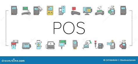 Pos Terminal Device Collection Icons Set Vector Stock Vector Illustration Of Card Terminal