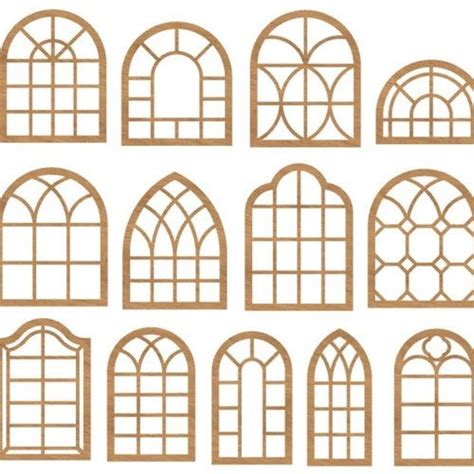 Best 13 Gothic Windows Outline Set Silhouette Of Vintage Stained Glass