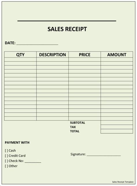 Sales Receipt Template Printable Word Pdf