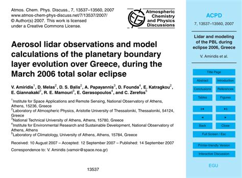 Pdf Aerosol Lidar Observations And Model Calculations Of The Planetary Boundary Layer