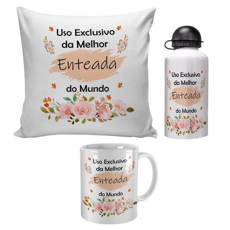 Almofada Caneca Garrafinha Presente Floral Para Enteada Elo7