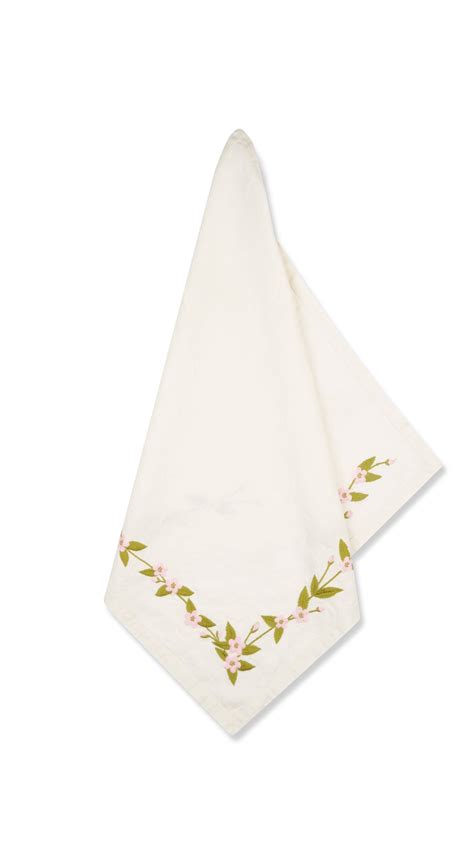 Embroidered Cherry Blossom Linen Napkin 50x50cm Summerill And Bishop