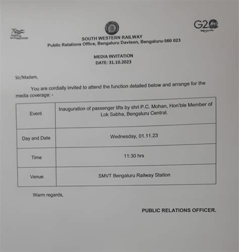 Bengaluru Central Mp P C Mohan To Inaugurate Passenger Lifts At Smvt