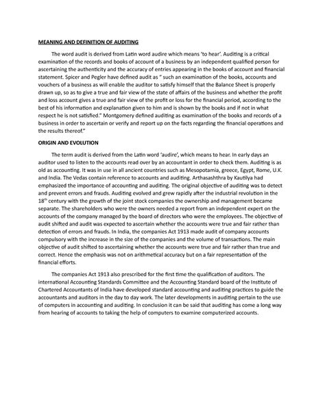 Origin Of Auditing Meaning And Definition Of Auditing The Word Audit