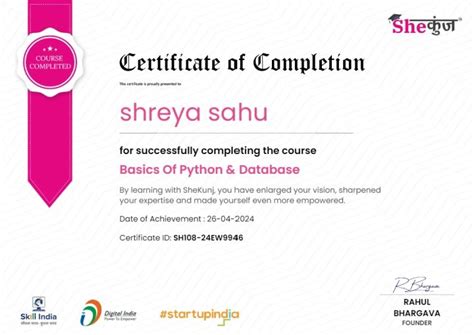 Shreya Sahu On Linkedin Im Excited To Share I Have Completed Basic Of