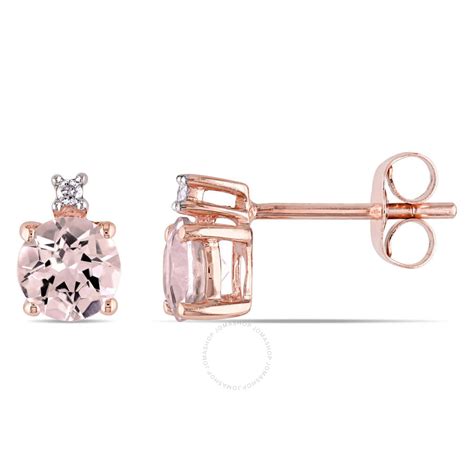 Amour Morganite Stud Earrings With Diamonds In 10k Rose Gold Jms003610