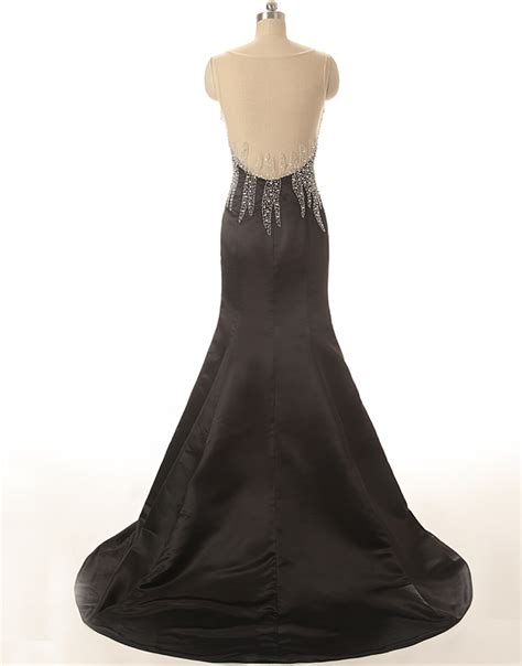 Sexy Beading See Througn Bodice Black Skirt Luxury Mermaid Party