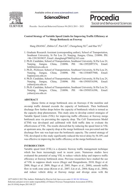 Pdf Control Strategy Of Variable Speed Limits For Improving Traffic