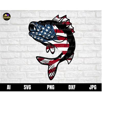 Fish Flag Svg Fishing Usa Flag Svg American Flag Fish Svg Inspire