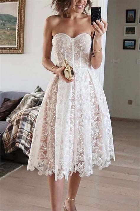 Strapless Embroidered Lace Midi Dress In Lace Dress Vintage Lace Party Dresses