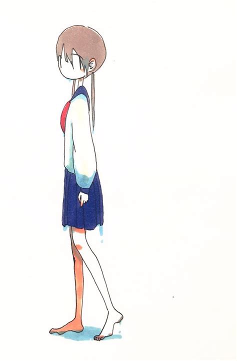 Safebooru 1girl Arms At Sides Bangs Barefoot Blue Sailor Collar Blue