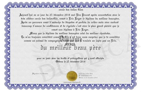 Diplome Du Meilleur Beau Pere