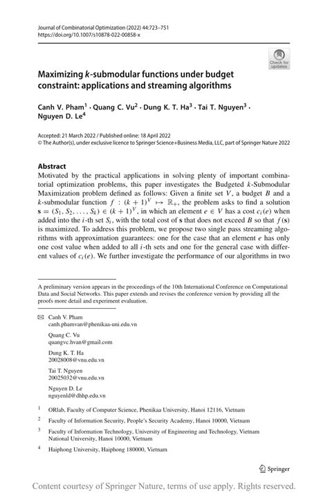 Maximizing K Submodular Functions Under Budget Constraint Applications
