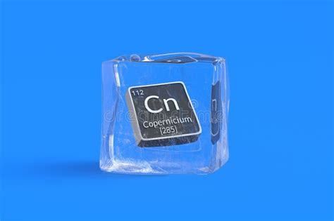 Copernicium Cn Chemical Element Of Periodic Table In Ice Cube Stock