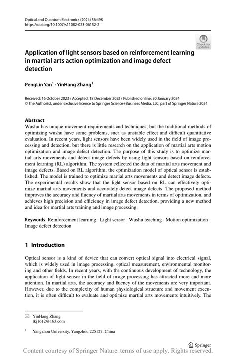 Application Of Light Sensors Based On Reinforcement Learning In Martial