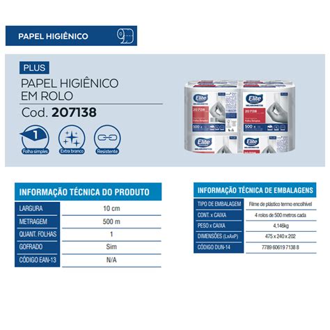Papel Higiênico Rolo Plus Folha Simples C 4 Rolos De 500 Metros