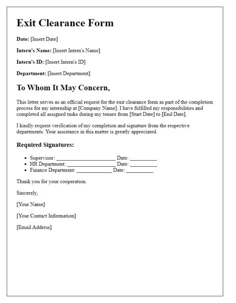 Letter Template For Exit Clearance Procedure Free Samples In Pdf Letterin