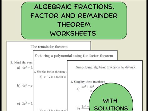 Factor Theorem Worksheet With Answers Factor Theorem Worksheet