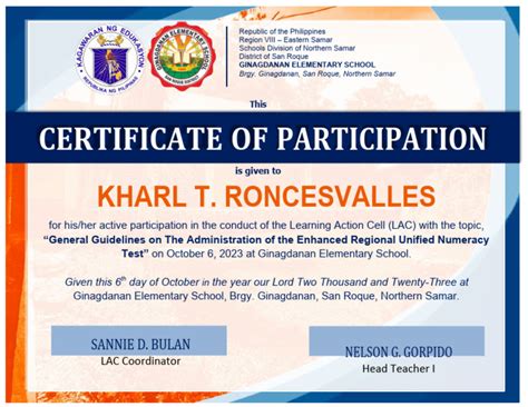 Lac Certificate Participant Pdf