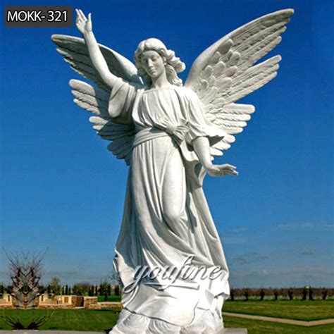 Outdoor Life Size White Marble Female Angel Statue For Garden Decoration On Sale Mokk 321