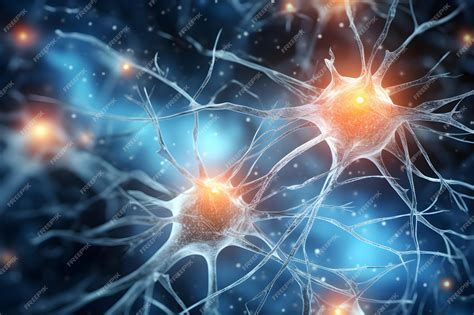 Premium Photo Vibrant Blue Neurons Closeup View Of Neural Network In The Brain Generative Ai