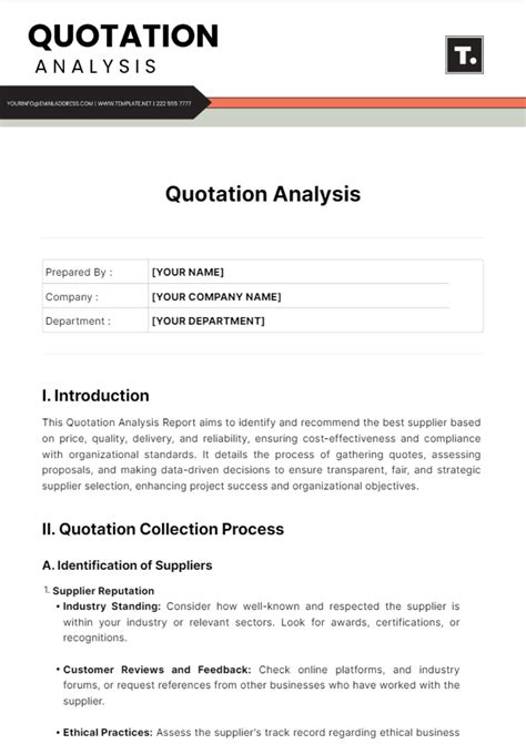 Free Quotation Analysis Template To Edit Online