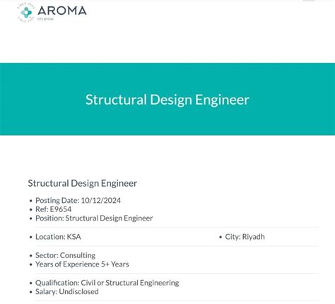 Needed For Riyadh Ksa Structural Design Engineer Job Description And Link