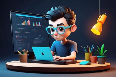 Desenvolvedor De Personagens D De Desenhos Animados Trabalhando No Desenvolvimento De