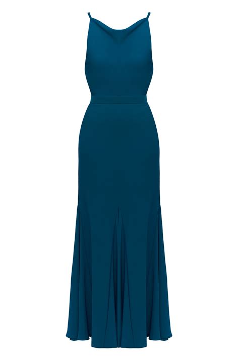 Blue Flattering Maxi Dress Open Back Linea Undress