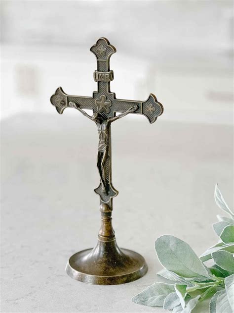 Standing Antiqued Brass Crucifix House Of Joppa