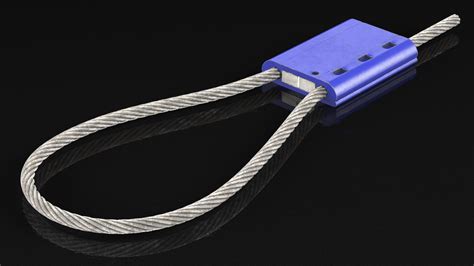 Blue Tight Steel Cable Seal Loop 3d Model 19 3ds Blend C4d Fbx