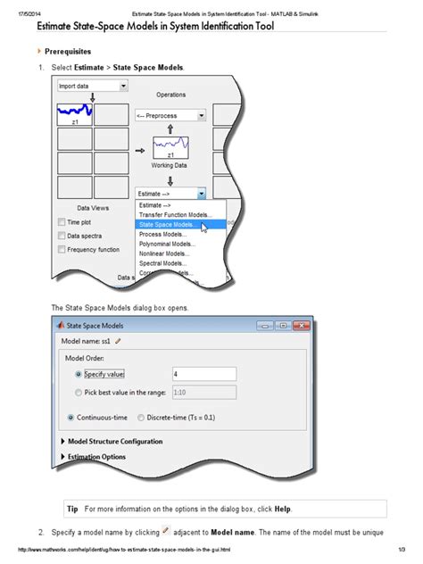 Estimate State Space Models In System Identification Tool Matlab