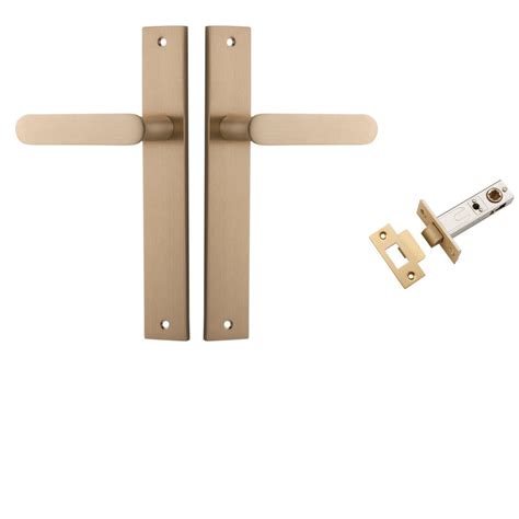 Iver Door Handle Bronte Rectangular Brushed Brass Passage Kit Luxe
