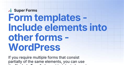Form Templates Include Elements Into Other Forms Wordpress Super Forms