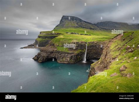 Breathtaking View Of The Iconic Múlafossur Waterfall On Vagar Island