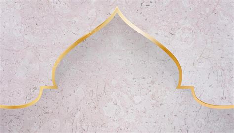 Islamic Background Arch Golden Frame Of Dome Mosques Door With Shadow