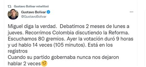 Gustavo Bolívar Le Responde A Miguel Uribe Tras Afirmar Que La