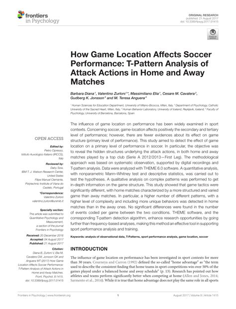 Pdf How Game Location Affects Soccer Performance T Pattern Analysis